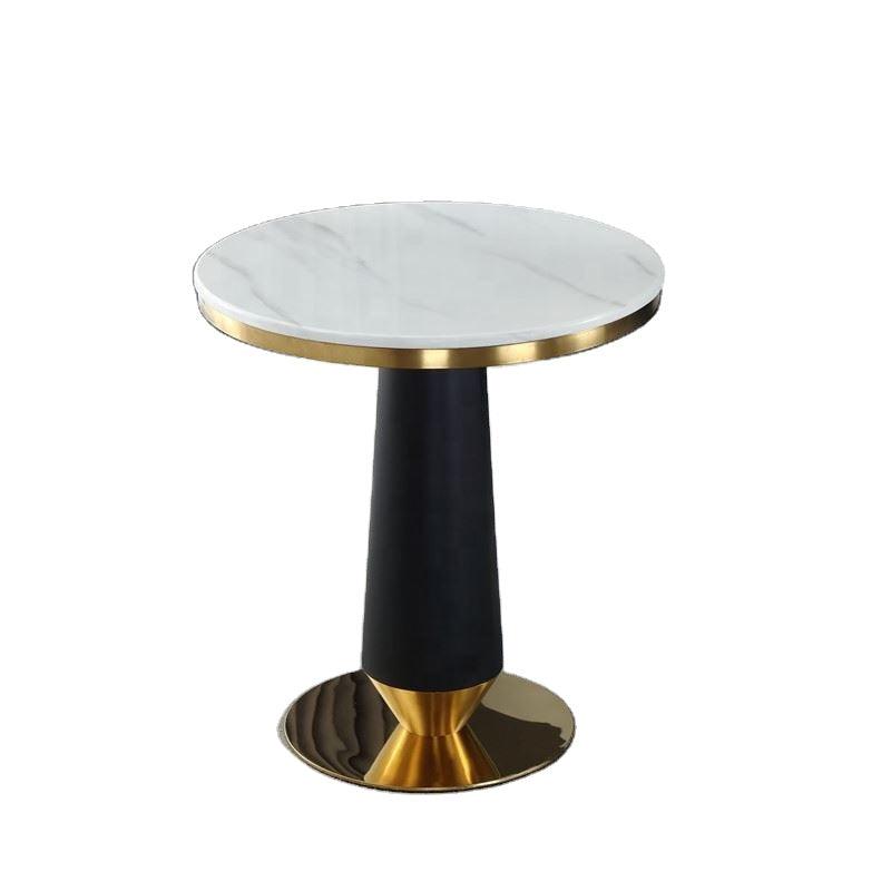 Modern Table Restaurant Luxury Stainless Steel Gold Base Round Marble ...